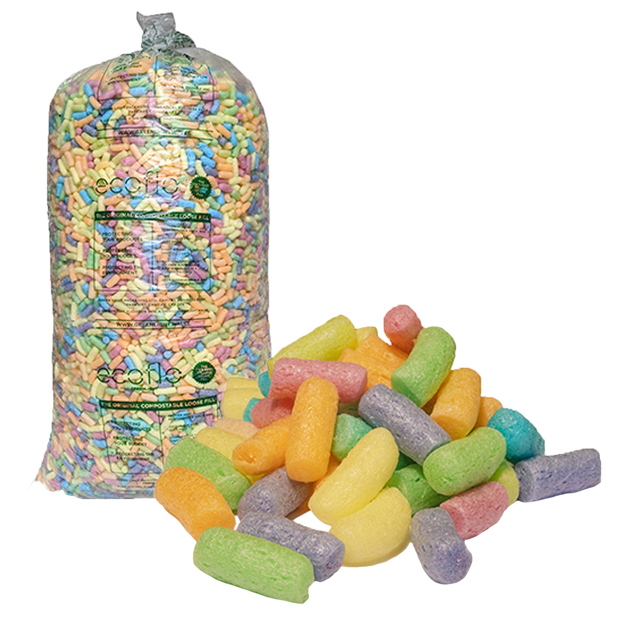 Multi Coloured Eco Flo Biodegradable Loose Fill Packing Peanuts Ideal ...